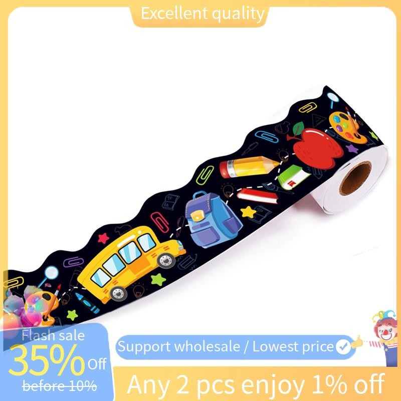 In -Back to School Bulletin Board Border Self Adhesive Scalloped Trim ...