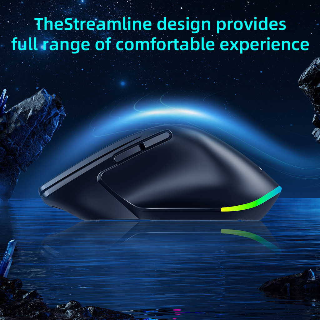 Jomaa 2.4G+Bluetooth Wireless Mouse Ergonomics Gaming Mouse Optical RGB ...