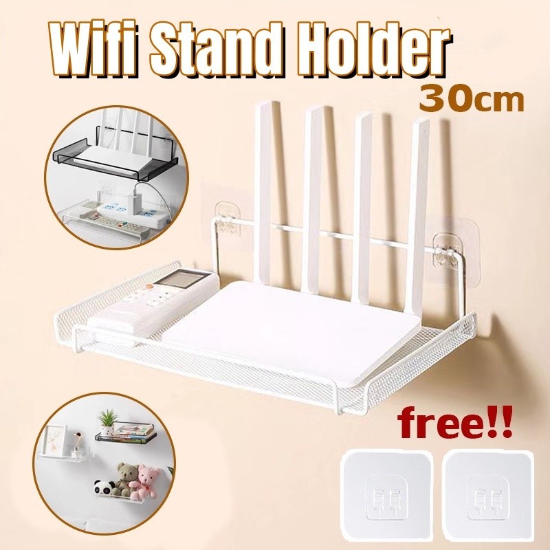 30cm WIFI Stand Holder Metal Shelf Router Shelf DIY Floating Wall Shelf ...