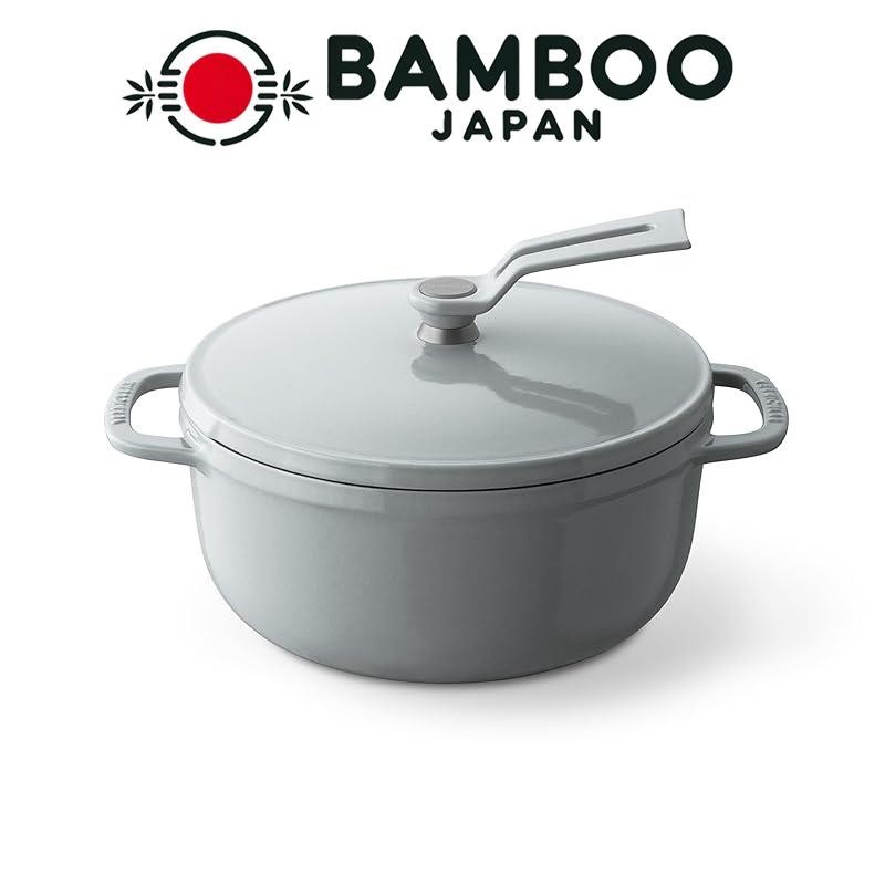 [ Direct from Japan ]Vermicula cast enameled pot 18cm oyster gray ...