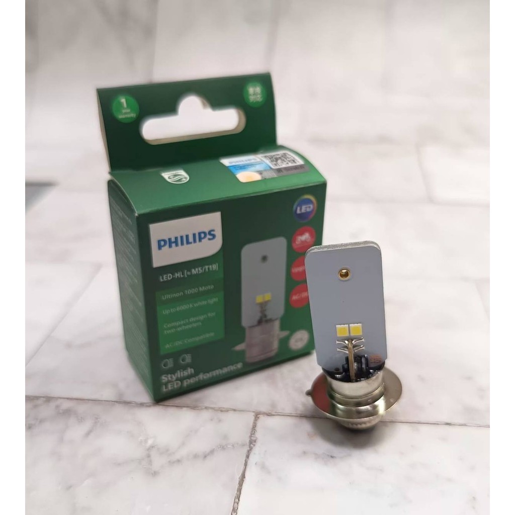 1 PHILIPS LED Headlight Bulb M5 (T19) 12V DC White Light 6000K Can Be ...