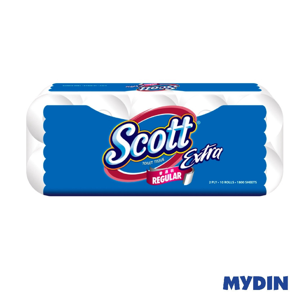 Scott Extra Regular Toilet Tissue (2 Ply/10 Rolls/1800 Sheets) | Shopee ...
