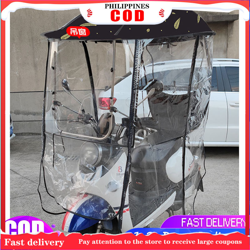 Motorcycle Canopy + Fully Enclosed Side Curtain; Electric Motorcycle ...