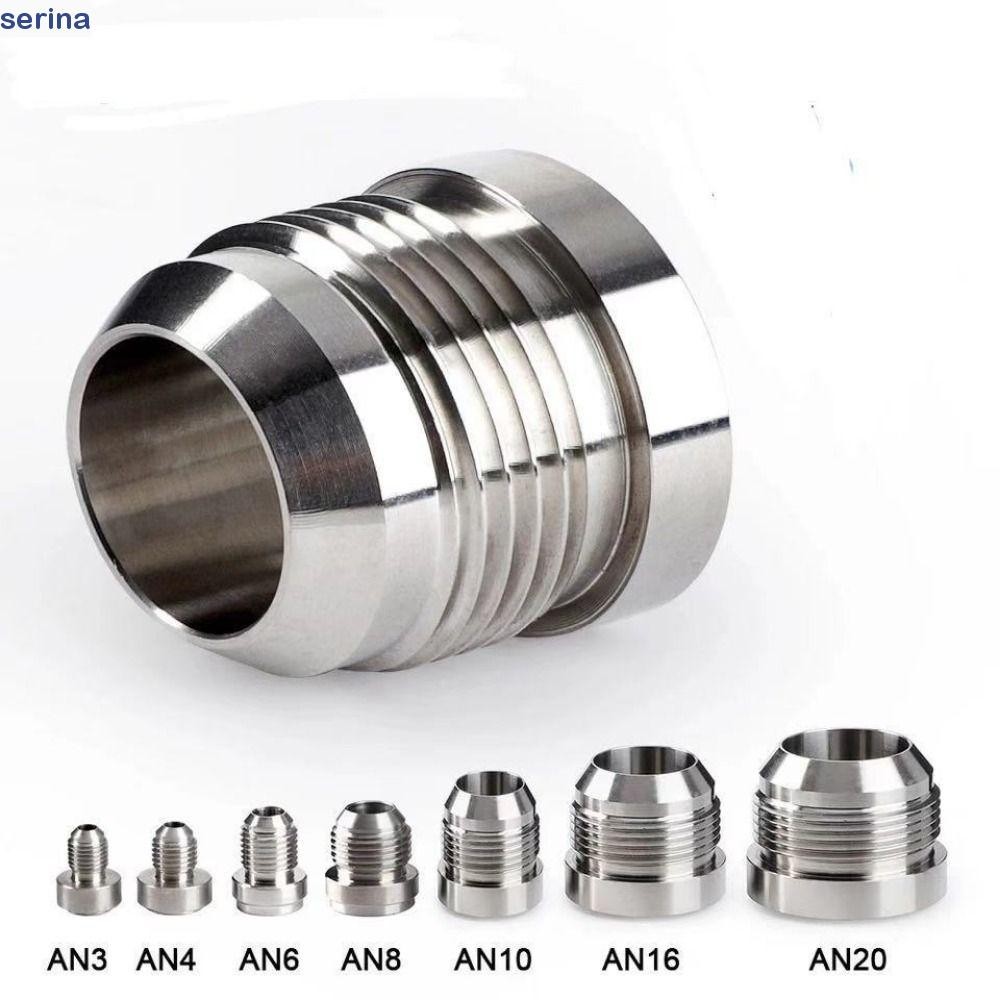 SERINA Straight Male Weld Fitting Adapter, Aluminum Round Base Silver ...