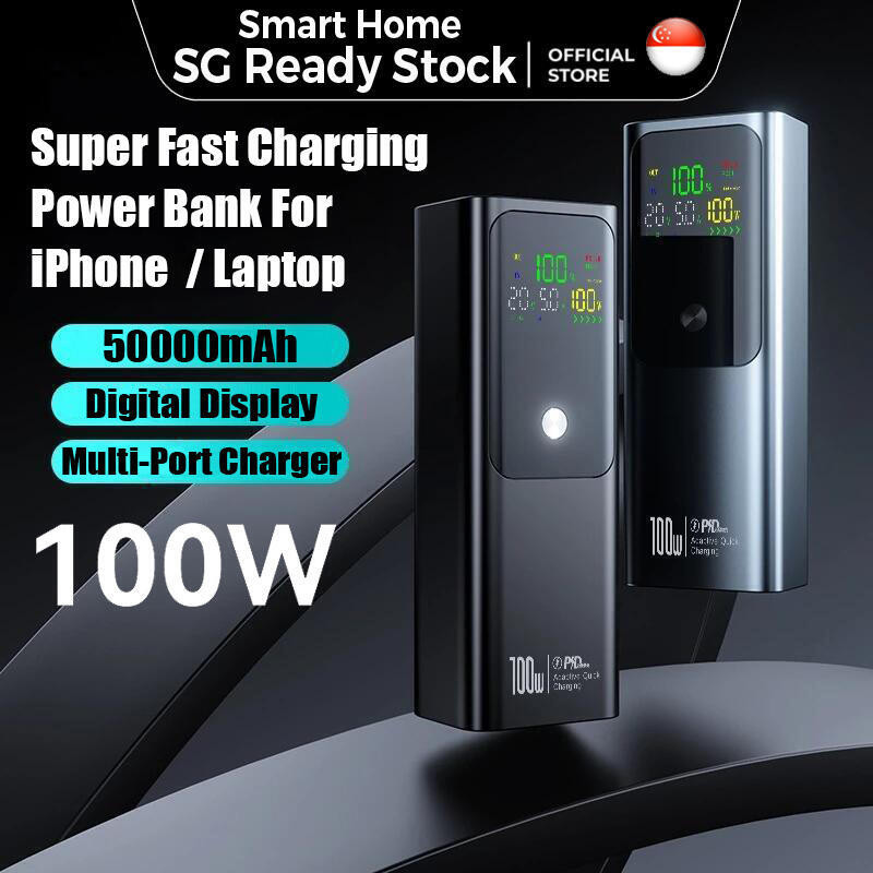 【SG】100W Super Fast Charging Power Bank For Laptop 50000mAh Portable ...