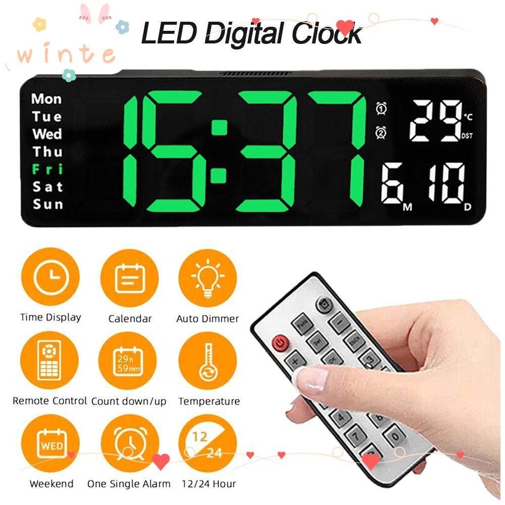 WINTE LED Digital Wall Clocks Large Wall Mounted Remote Control ...