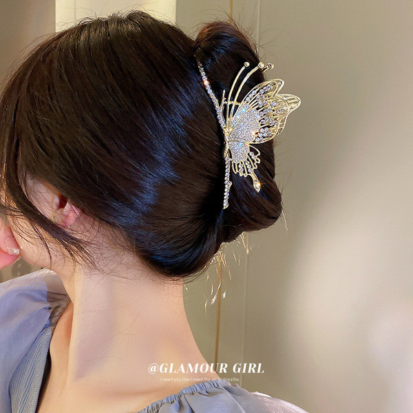 Hair Clip Claw South Korea Super Flash Diamond Butterfly Hairpin Back ...