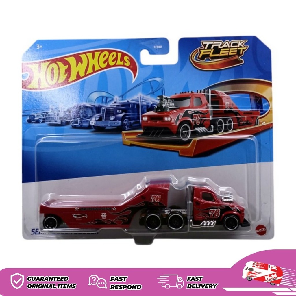 MERAH Hot Wheels Track Fleet Semi Rodger Dodger Red Track Trucks - Red ...