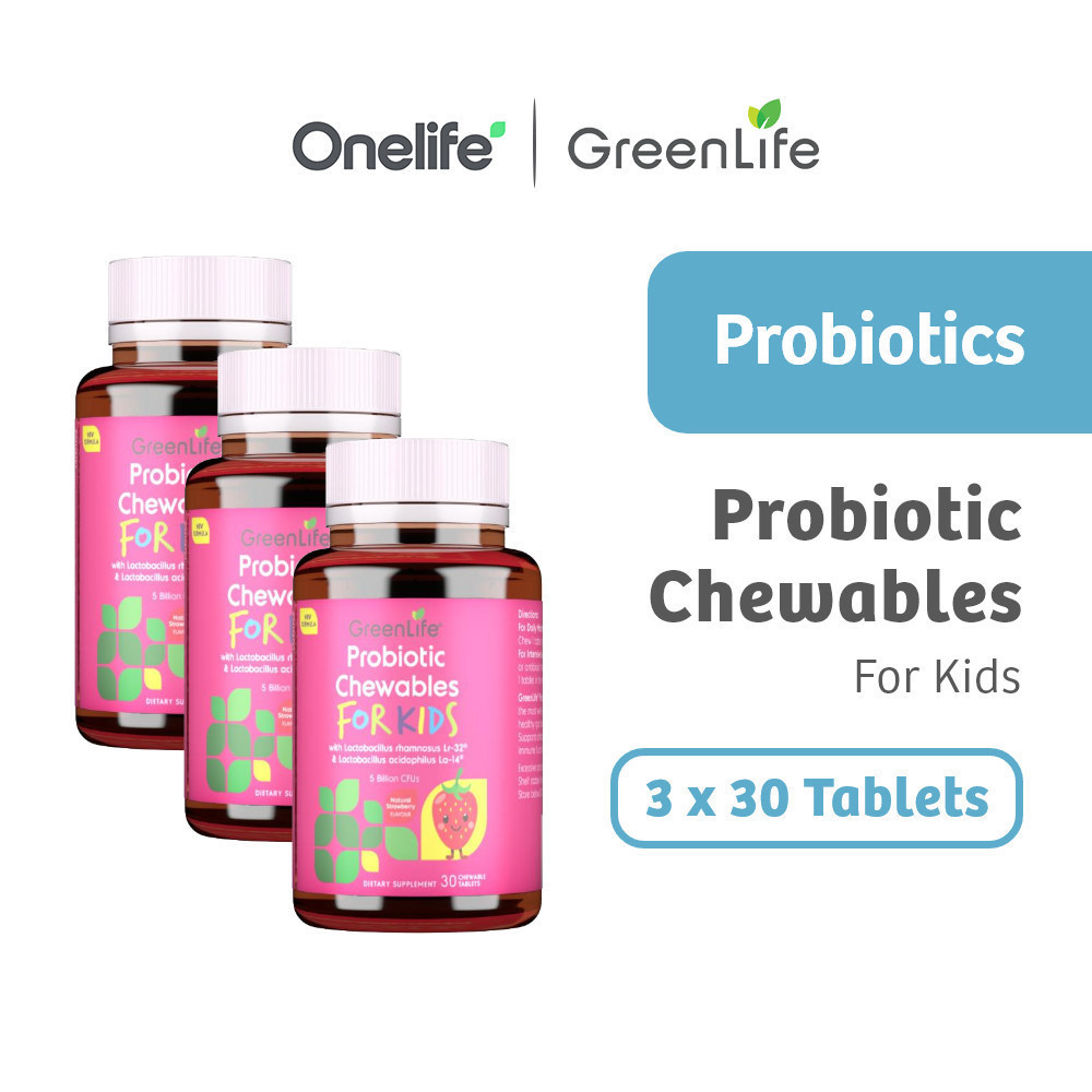 [Bundle of 3] GreenLife Probiotic Chewables for Kids 5B CFU 30 Chewable Tablets - Support ...