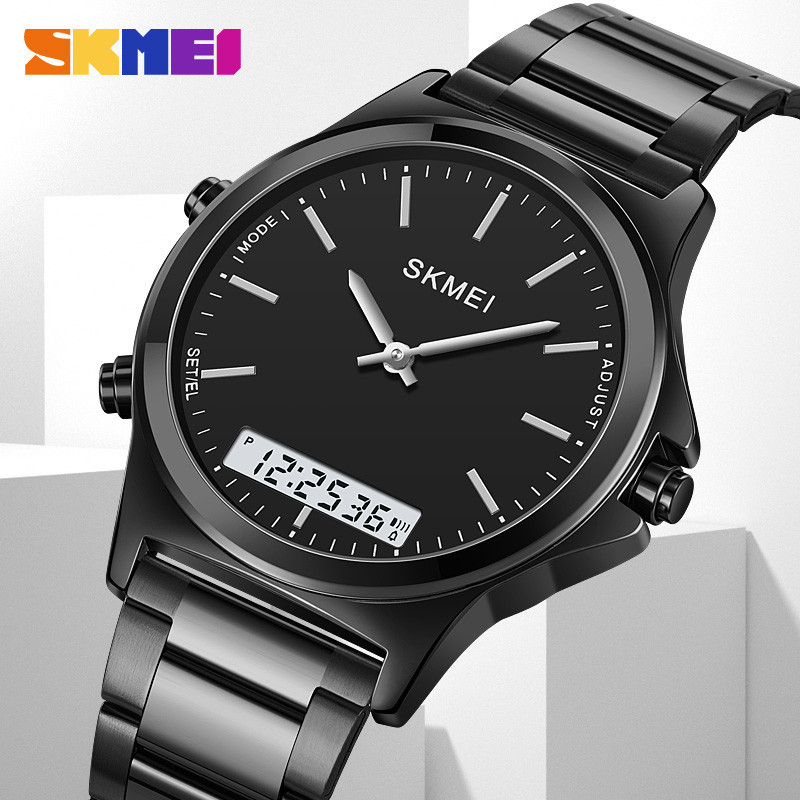 SKMEI 2120 Full Steel 3 Time Back Light Display Digital Chrono Sport ...