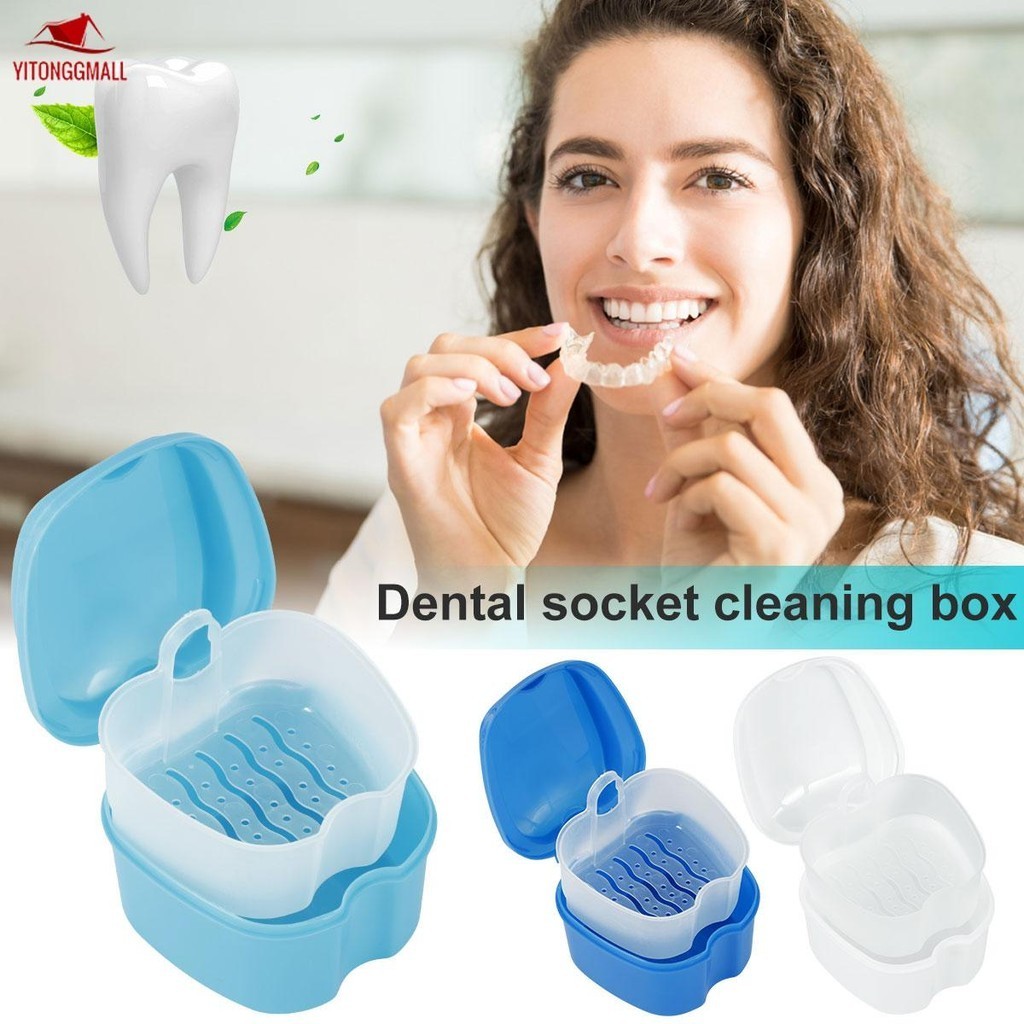 Denture Case Denture Bath Box False Teeth Storage Box with Rinsing ...