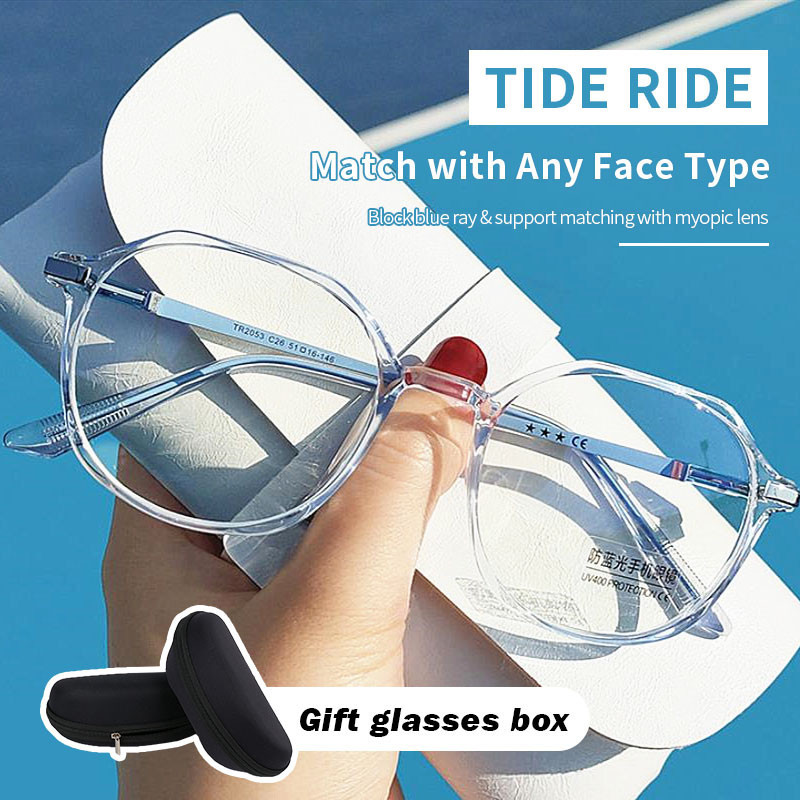 Retro Polygonal Myopia AntiBlue Glasses for Value Frames Vegan Plain ...