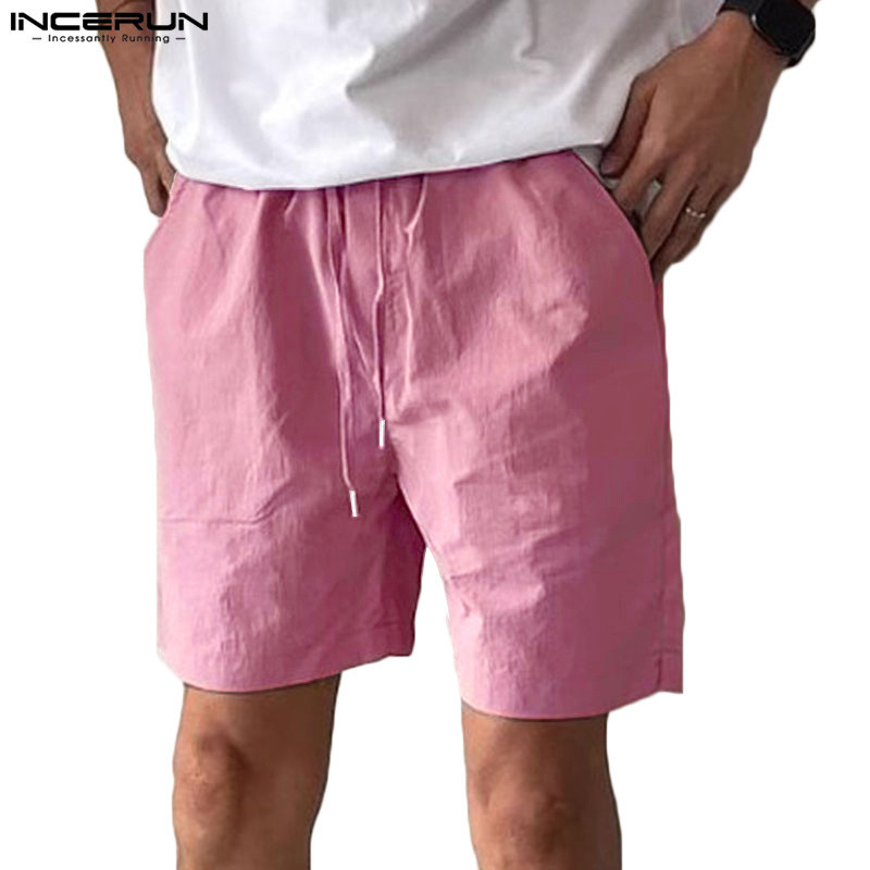 INCERUN Men Korean Casual Solid Color Loose Pocket Drawstring Shorts ...