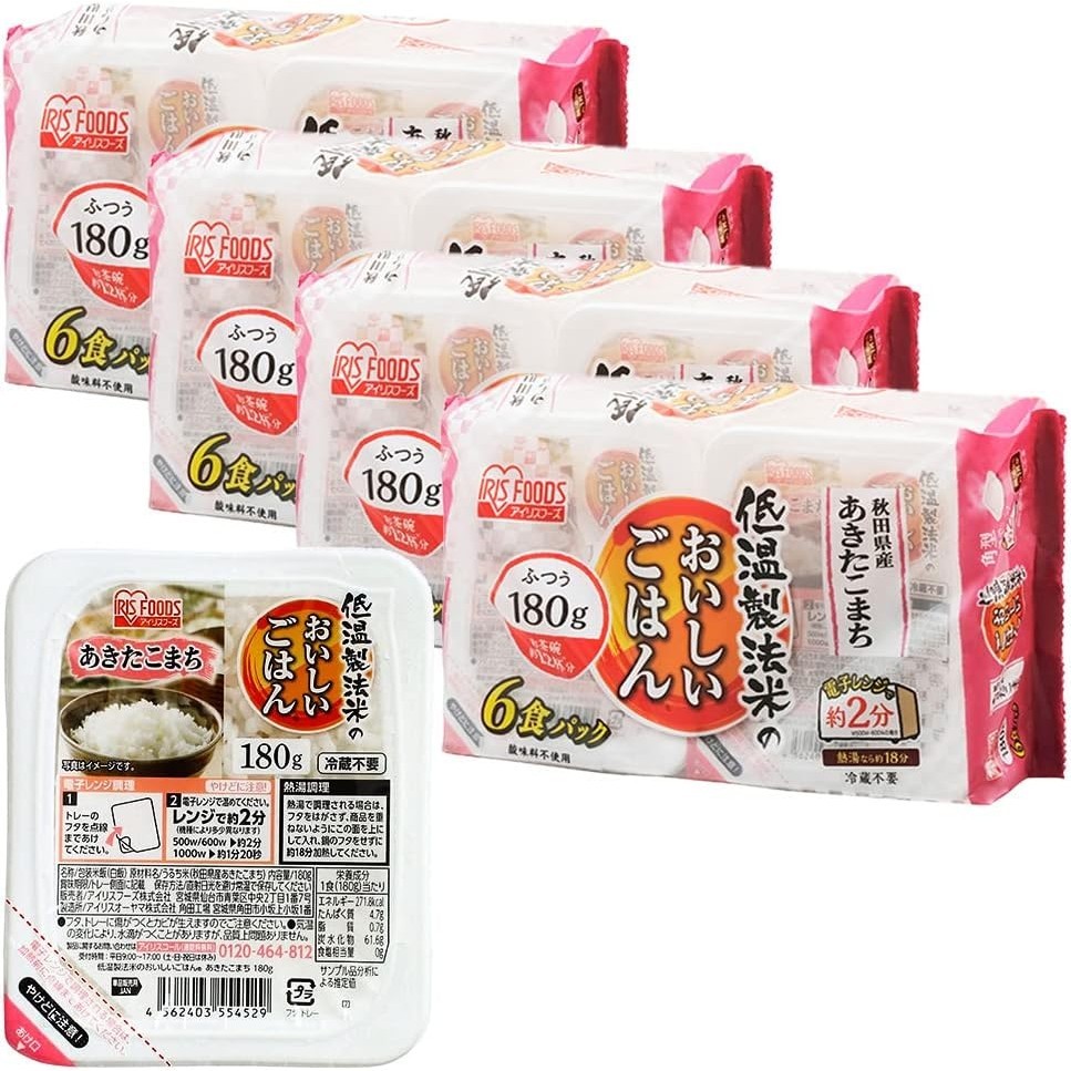 IRIS OHYAMA Packaged rice 180g x 24 pieces Akita Akitakomachi 100% ...