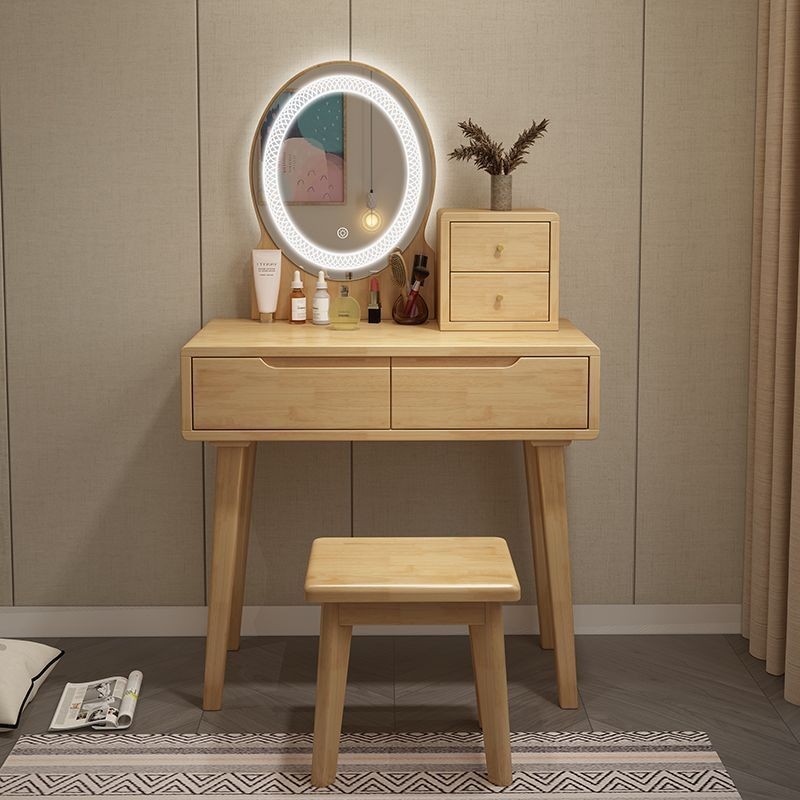 Dressing Table Nordic Solid Wood Modern Simple Makeup Table Storage ...