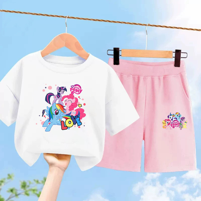 My Little Pony Summer Suit Girls Short Sleeve T-shirt Children Shorts ...