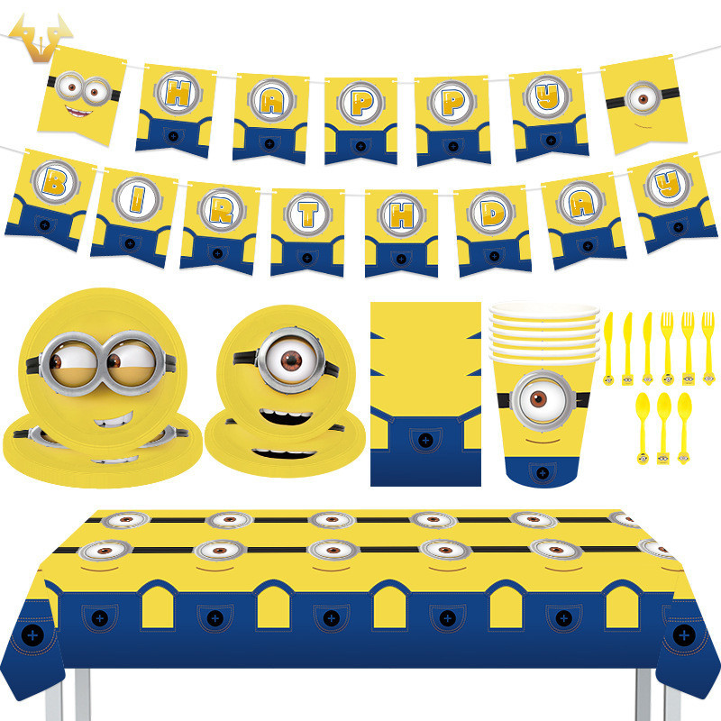 Minions Anime Themed Party Decorations Yellow Cute Paper Plate Boys ...
