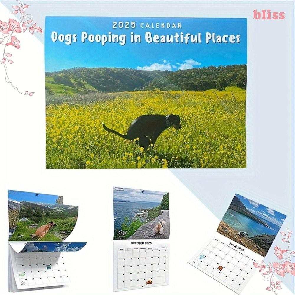 BLISS 2025 Calendar, Meadow Dog Funny Dogs Pooping Calendar, English ...
