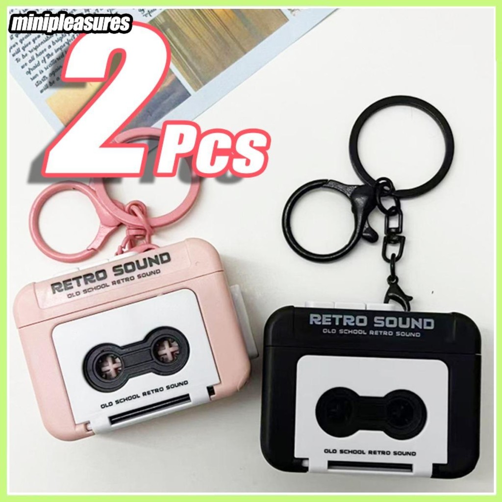 2Pcs Tape Cassette Recorder Keychain Vintage Retro School Bag Pendants ...