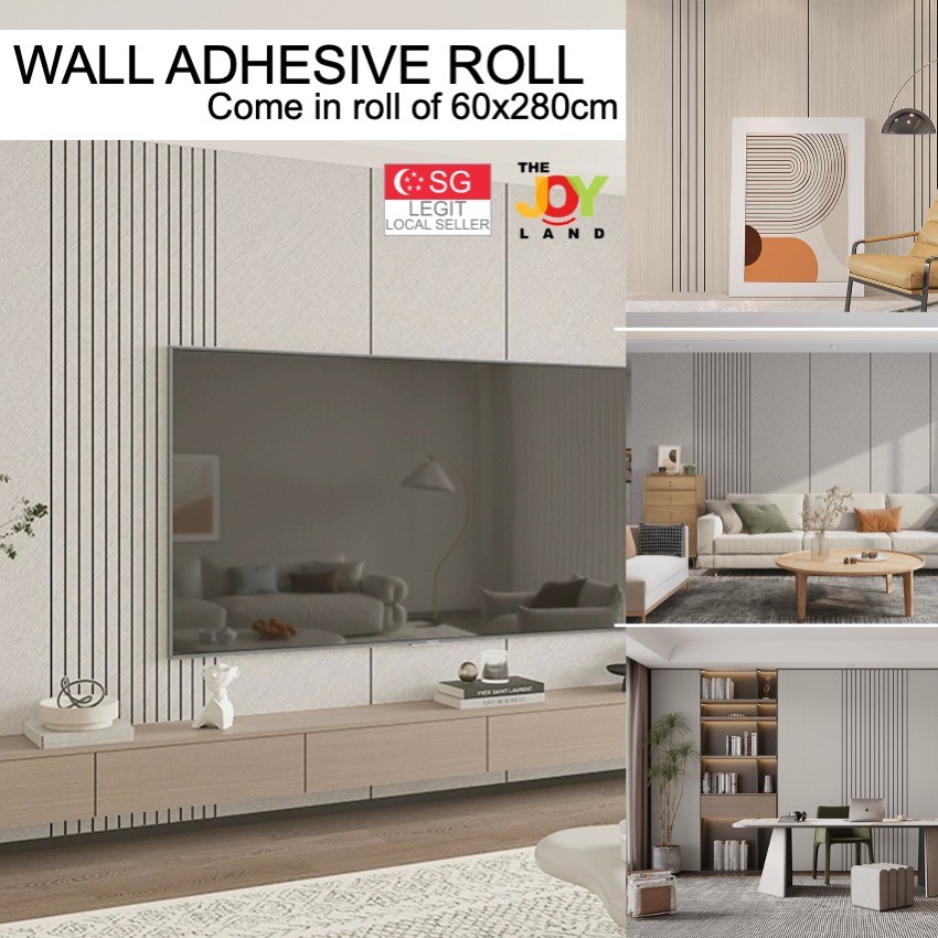 [Local Seller] Wall Adhesive Roll Fluted Wallpaper Panel Sticker Easy ...