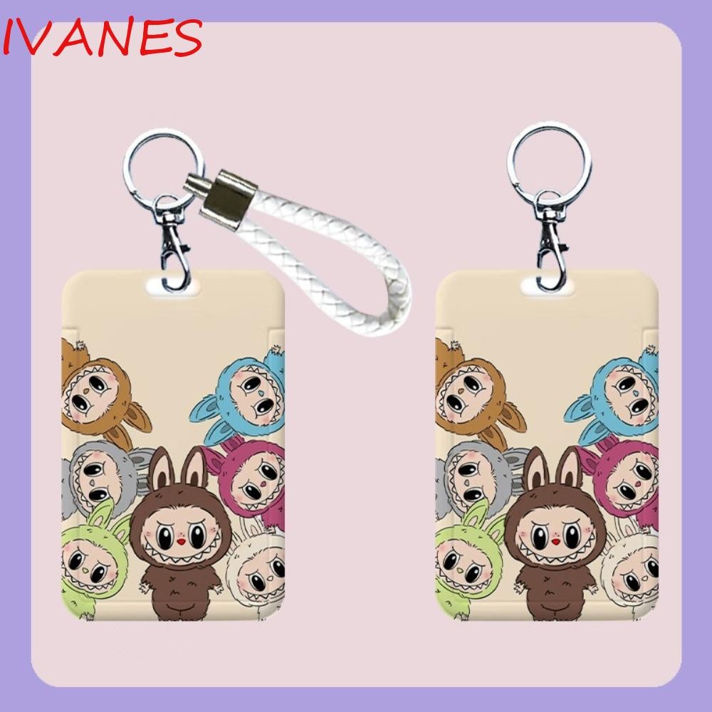 IVANES Labubu Card Holder, Cartoon Keychain Hanging Neck Card Case ...