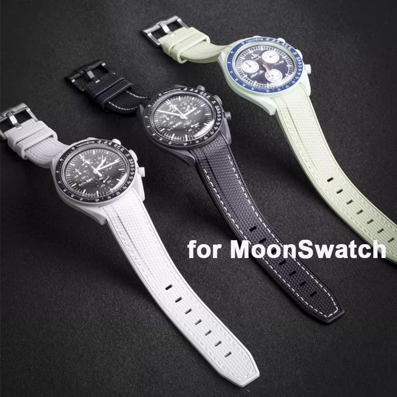 Silicone Rubber Watch Band for Omega X S-watch Joint MoonSwatch Curved ...