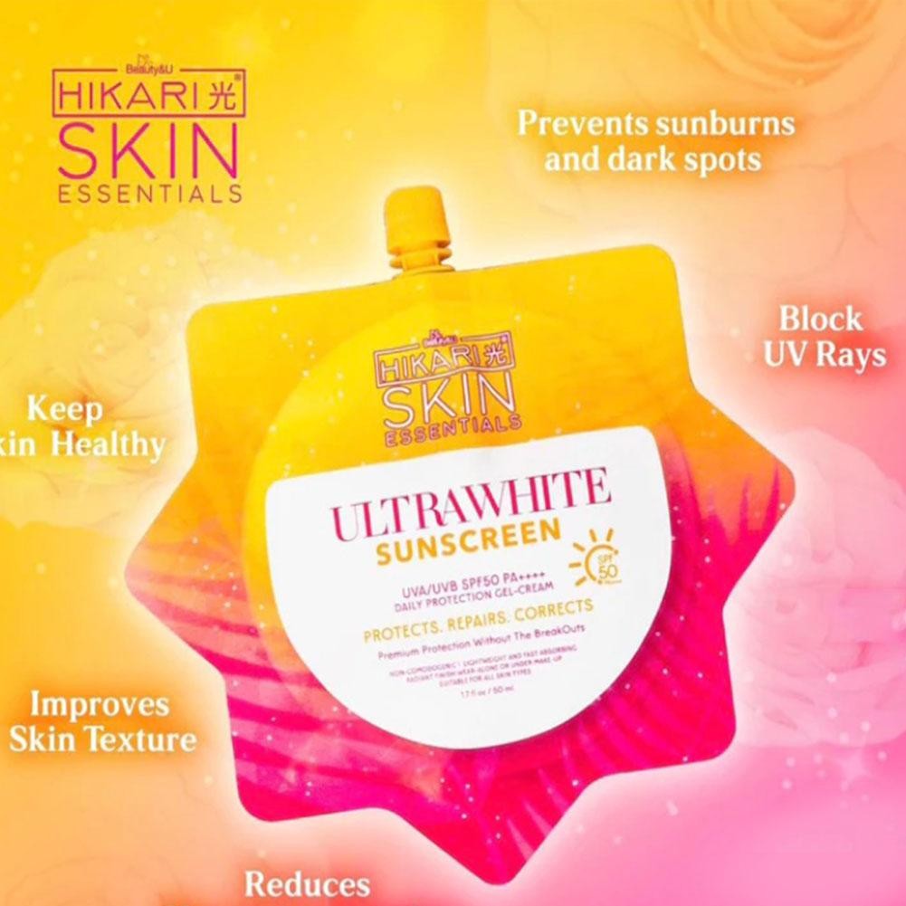 HIKARI Ultrawhite Sunscreen Sunblock Cream Essentials UVA/UVB SPF50 PA ...