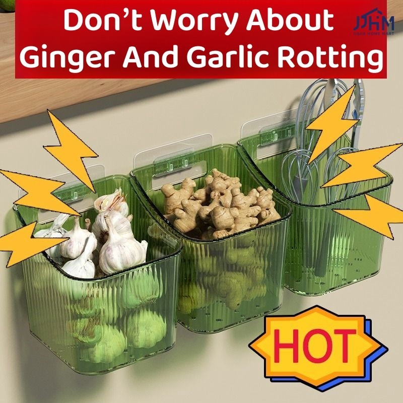 SG Ginger Onion Garlic Storage Basket Kitchen Wall Mounted Basket ...