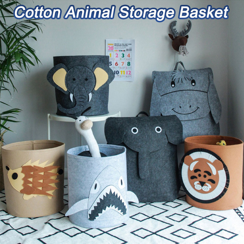 Cotton Animal Storage Basket Kids Toys Clothes Shoes Organizer Sundries ...