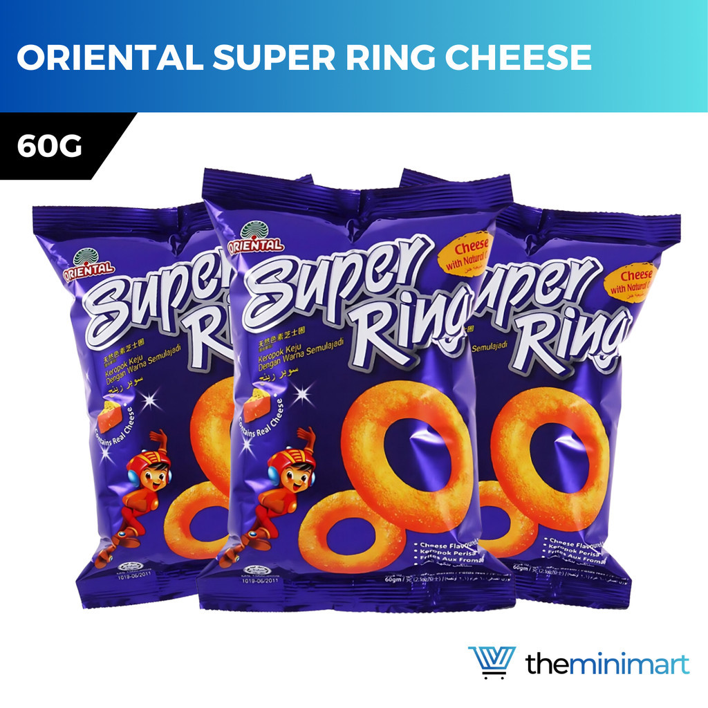 Oriental Super Ring Cheese Snacks - 60g, Natural Color, Creamy Crunch ...