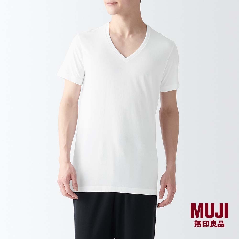 MUJI Men Side Seamless Cotton V Neck T-shirt 2pcs | Shopee Singapore