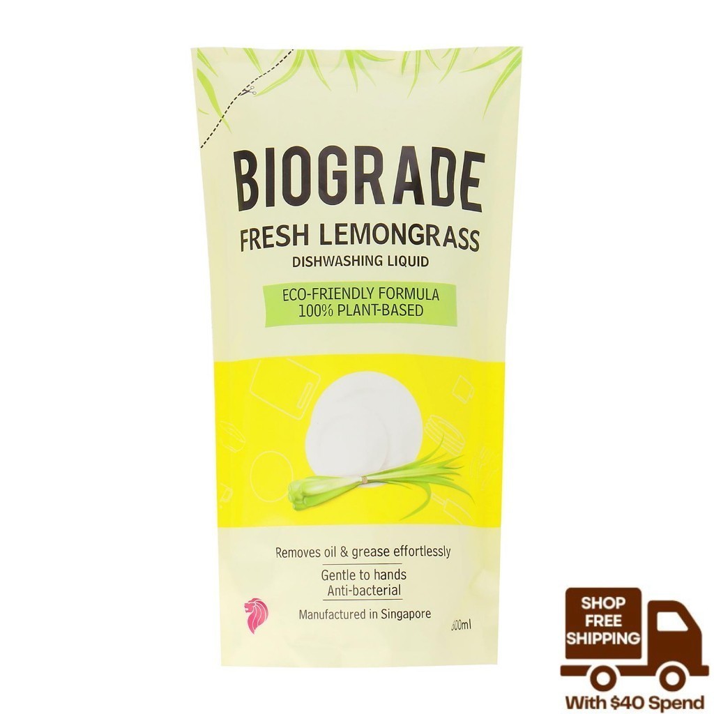 Biograde Fresh Lemongrass Hand Dishwashing Liquid Refill Pack 600ml ...