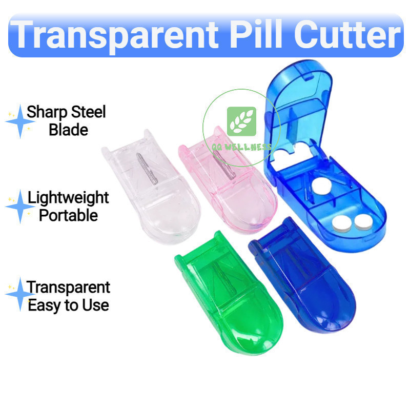 Pill Cutter Transparent Sharp Stainless Steel Blade Portable ...