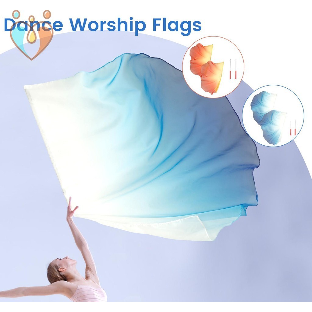 2Pcs Dance Worship Flag with Telescopic Pole Soft Praise Dance Flag ...