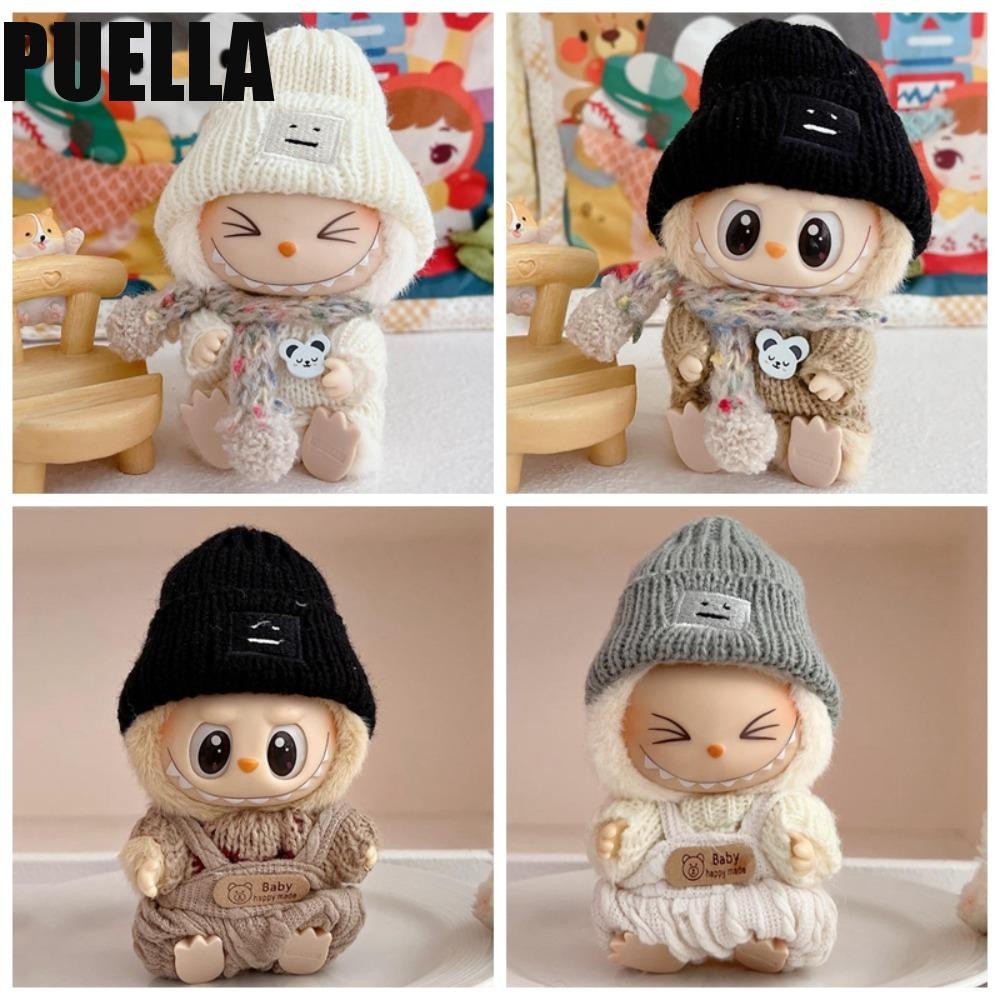 PUELLA Sitting Party Labubu Clothes, Knitted Hat Sweater Set 17cm ...