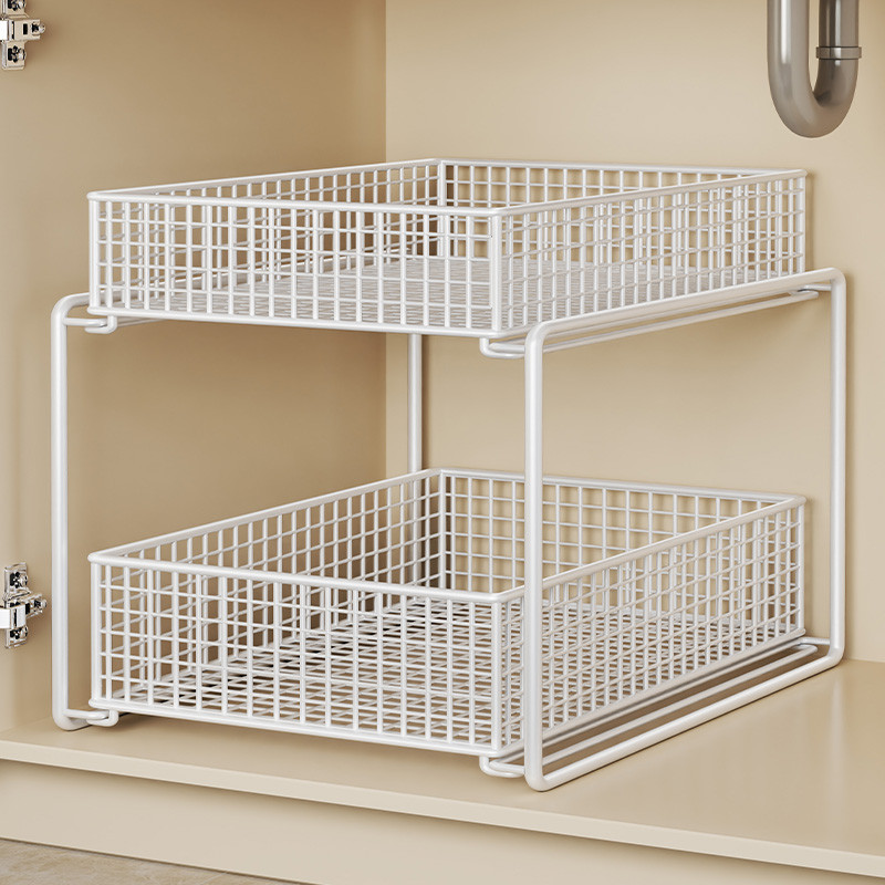 Bathroom Cabinet Layered Rack Under Sink Storage Rack Pull-out ...
