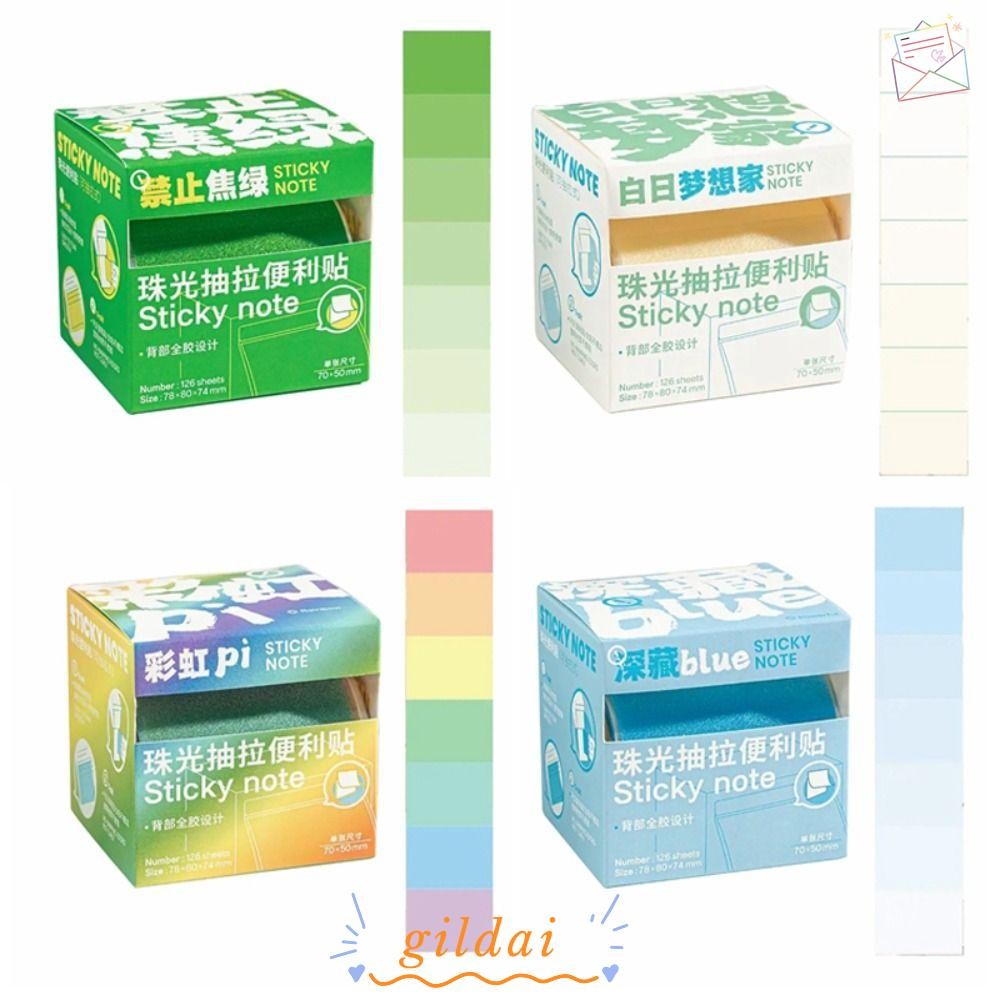 GILDAI 126Sheets Pearlescent Sticky Tabs, Transparent Pearl Aesthetic ...