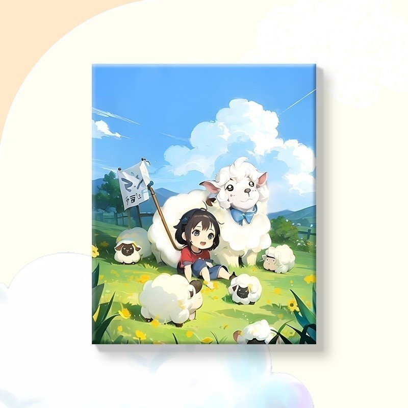 Custom art K1 40x50cm noframe Soft Sheep Sheep Number Oil Painting diy ...