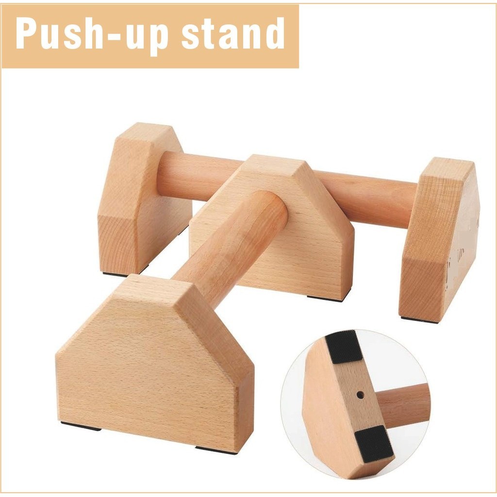 Push-up Stand, 2 PCS Wood Pushup Bars Non-Slip Base Exercise Home ...