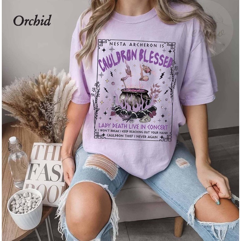 Nesta Archeron ACOTAR Cauldron Blessed Lady Death Band Shirt Sarah J ...