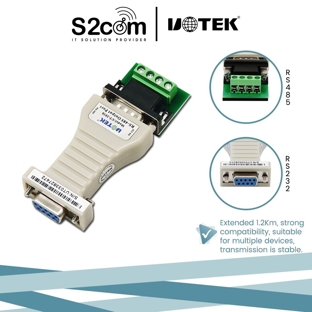 Utek Mini RS-232 To RS-485 Interface Converter With 600W Surge ...