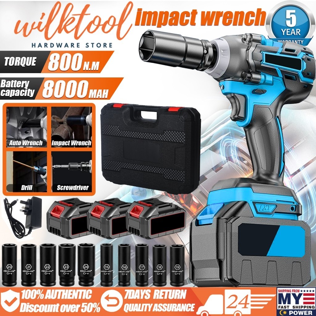 800NM Impact Gun Impact Drill Impact Wrench Cordless Driver 3 In 1 ...
