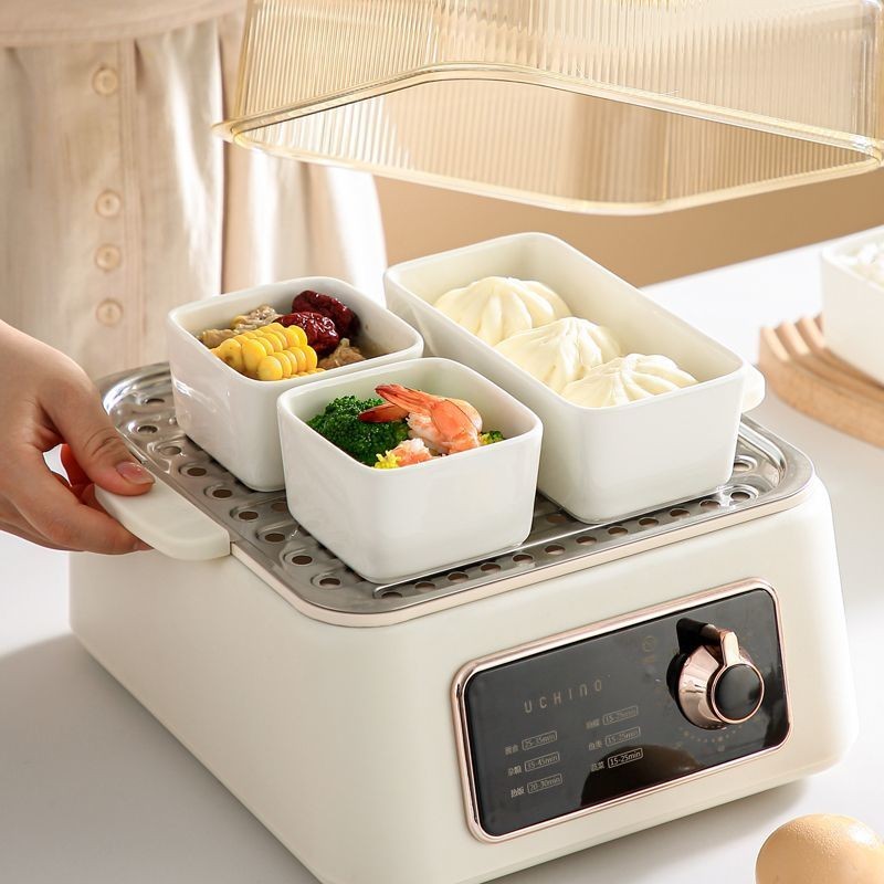 Ceramic Household Electric Steamer Dedicated Bowl Square Bowl Steamed ...