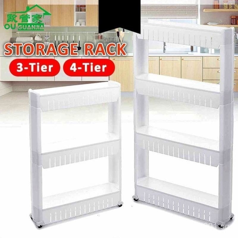 OU GUANJIA Narrow Kitchen Bathroom Storage Organizer Slim Wheel Rack ...