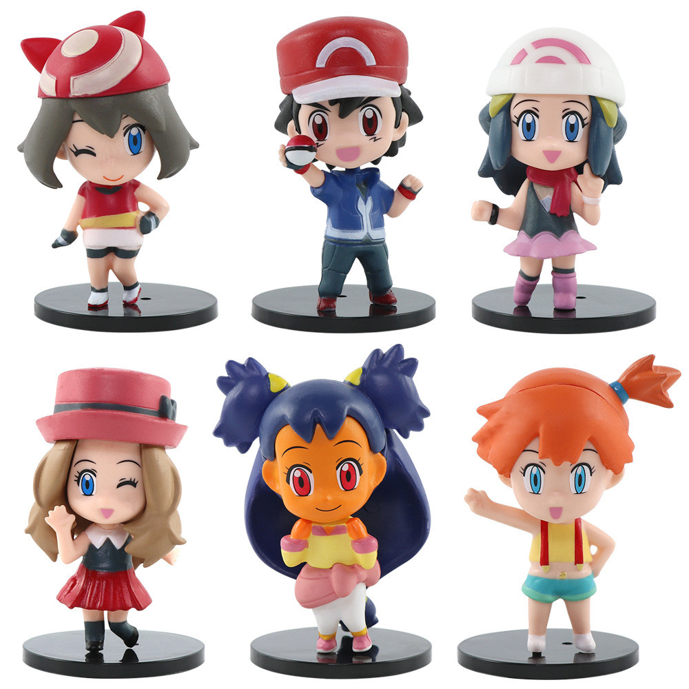 6Pcs/Set Anime Pokémon Figure Toys Ash Ketchum Q Version PVC Action ...