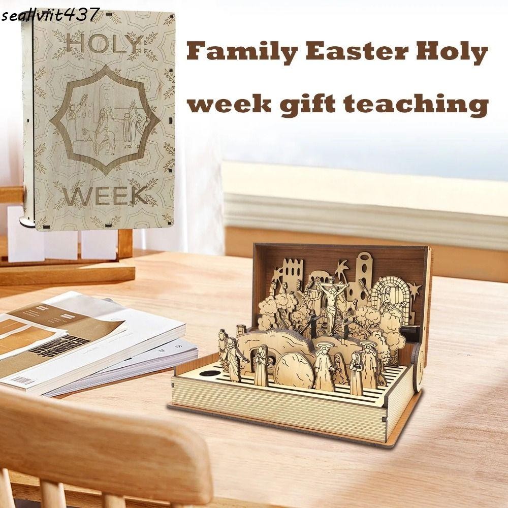 SEALLVIIT Easter Holy Week Craft Kit, Handmade Portable Holy Week Book Kit, Resurrection Scene ...