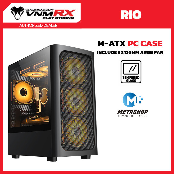 VENOMRX RIO PC Case Includes 3 Fans ARGB M-ATX MINI-ITX MATX Computer ...