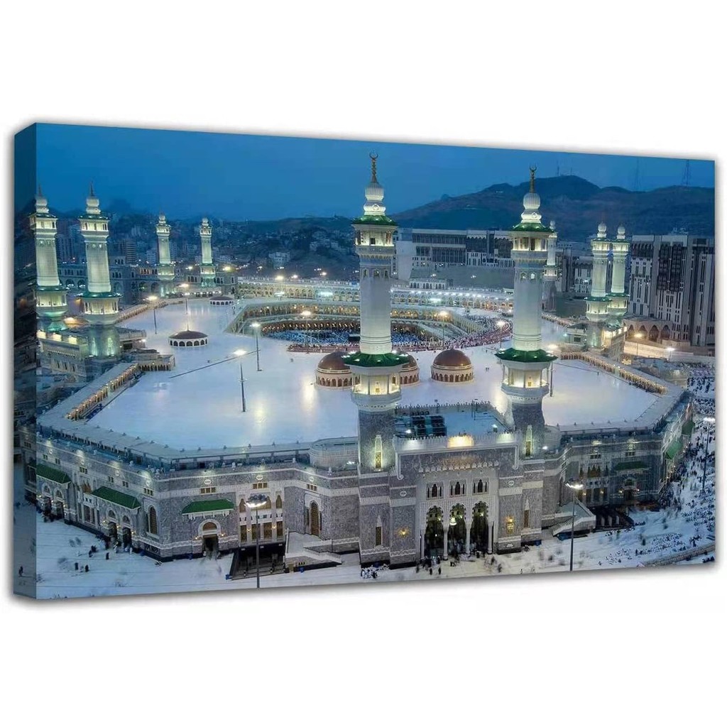 Islamic Wall Art Canvas Print Pilgrimage To Mecca Poster Mecca Mosque ...