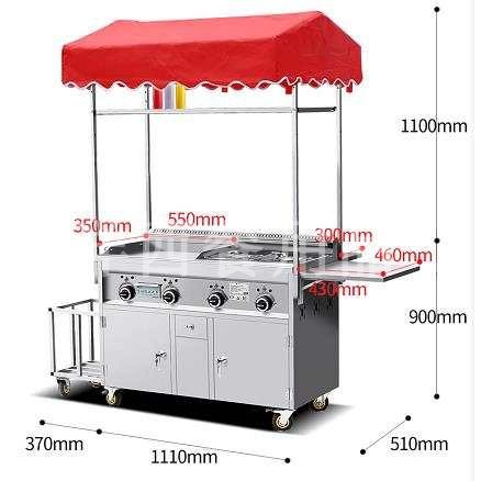 Gas Snack Cart Push Cart Night Market Stall Hand-grab Pancake Frying ...