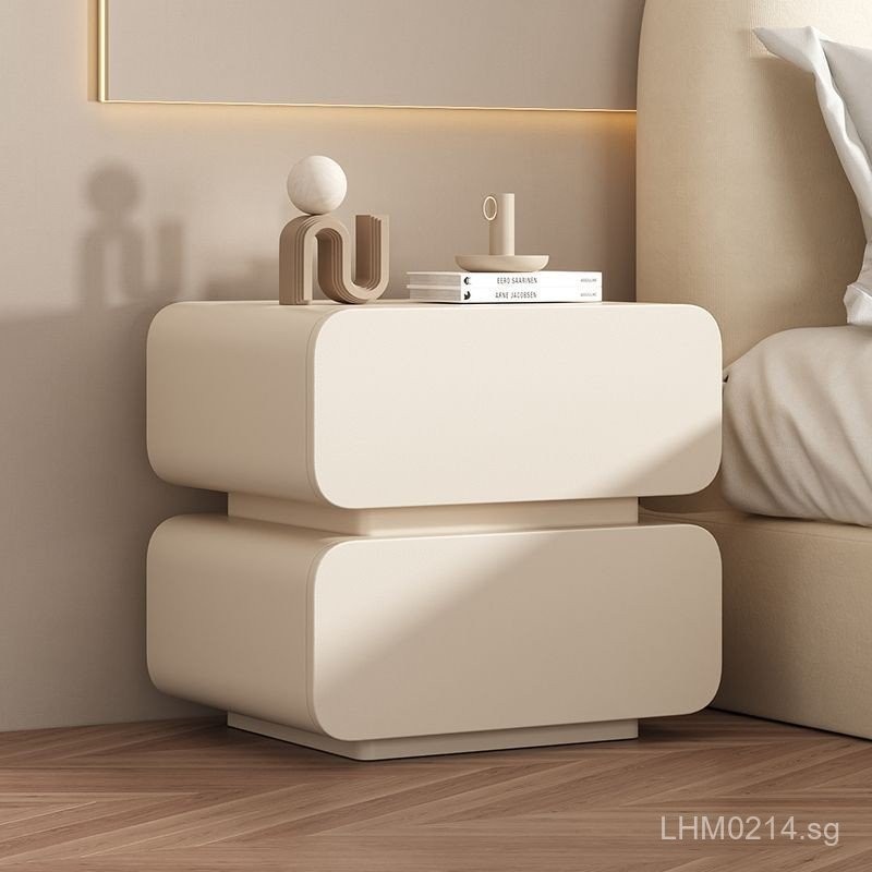 Cream-colored bedside table with a minimalist style Ty Bedside Solid ...